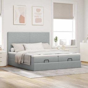 Osmanský rám postele s matrací světle šedá 180x200cm textil 3313671