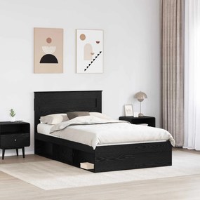 Rám postele s čelo Černá 135 x 190 cm Masivní borové dřevo 3409768
