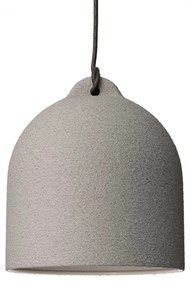 creative cables Závěsná lampa s textilním kabelem a keramickým stínidlem zvon M Barva: Betonový efekt-bílá