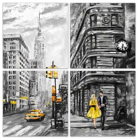 Malvis ® Obraz reprodukce New York žlutý Velikost: čtyřdílný čtverec - 100x100 cm