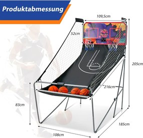 Costway 8 v 1 Basketbalový stroj Skládací elektrický stojan na basketbalový míč