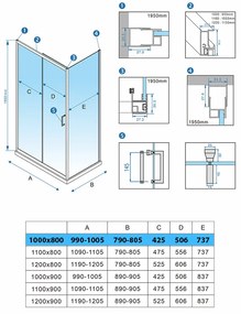 BPS-koupelny Obdélníkový sprchový kout HYD-OK103A 100x80 chrom/transparent + vanička HYD-OSV-SXL03C černá