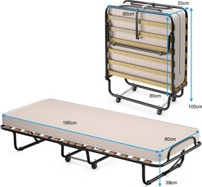 Costway Skládací postel s matrací přenosná a pro hosty Made in Italy Béžová