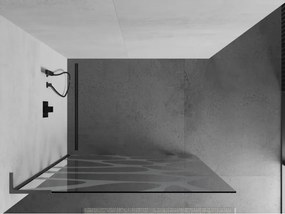 Mexen Kioto L, sprchová zástěna Walk-In 100 x 200 cm, 8mm čiré sklo bílý vzor, ​​grafitový profil, 800-100-103-95-97
