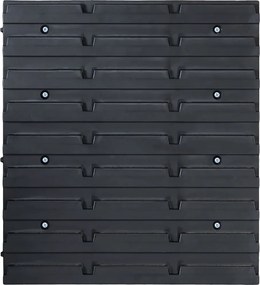 32dílný set skladovacích zásobníků nástěnné panely červenočerný 146281