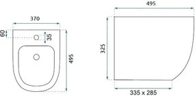 Rea, Sada závěsné WC mísy REA CARLO Flat Mini Rimless + závěsného Bidetu REA CARLO Mini, KPL-C2760