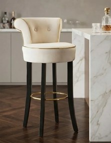 Sametová barová židle Luxy krémová