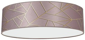 Stropní svítidlo Ziggy Round, 1x růžové/zlaté textilní stínítko, (bílé plexisklo), (fi 50 cm)