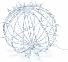 Easy fix 3D LED svítící koule, skládací, pr. 40 cm, ledově bílá, bílý kabel, IP67, hliník