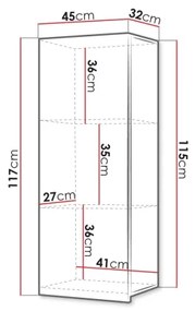 Nástěnná skříňka CALABRINI 117x45 cm bílá
