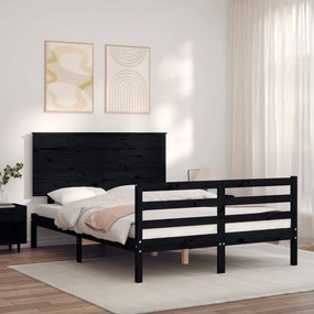 Rám postele s čelem černý Double masivní dřevo,  3195200 HangarStore.cz