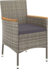 3dílný zahradní bistro set s poduškami šedý polyratan 3187430