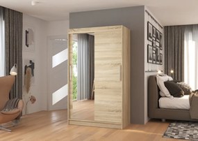 Šatní skříň s posuvnými dveřmi Bario - 120 cm Barva: Bílá
