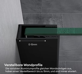 design sprchový kout WALK-IN box BREMEN - Black SIDE 50-160cm