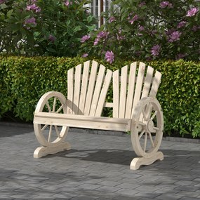 Zahradní lavička Outsunny s područkou, sedací lavice, zahradní nábytek, rustikální lavice, masivní dřevo, přírodní dřevo, 108 x 66 x 95 cm