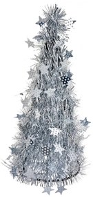 Třpytivý stříbrný dekorační stromeček s hvězdičkami Cello M – 17x38 cm