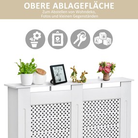 HOMCOM Kryt Radiátoru Radiátorová Skříň Stěnová Police Moderní Design MDF 111,5x19x82 cm