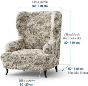 Bielastické potahy MARMO béžové křeslo ušák (š. 60 - 110 cm)
