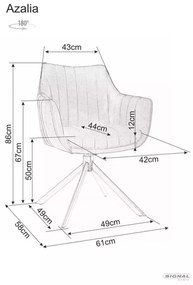 Otočné jídelní křeslo Azalia Velvet - výběr z 8 provedení