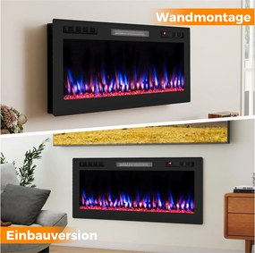 Costway 42'' Elektrický krb 750 W/1500 W vestavěný krb s APP s podporou WiFi