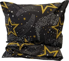 Povlečení bavlněné Star černá 200x140cm+90x70cm TiaHome