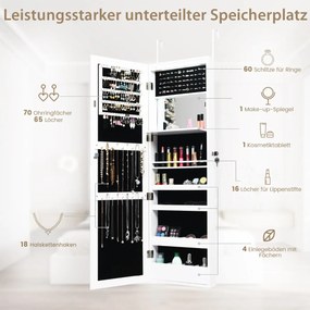 Costway Šperkovnice se zrcadlem, kosmetická skříňka s vyloženými