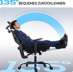HOMCOM Ergonomická kancelářská židle s kolečky, síťovinou, bederní opěrkou, počítačová židle s područími, nastavitelnou opěrkou hlavy
