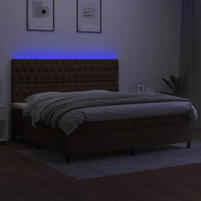 Box spring postel s matrací a LED tmavě hnědá 200x200 cm textil 3135144