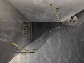 Mexen Lunar, Pětiúhelníkový sprchový kout Mexen Lunar naklápěcí doleva 100 x 100 cm, 8mm čiré sklo, zlatý matný profil, 831-100L-100P-55-00-L