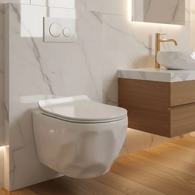 Závěsná WC mísa se SoftClose sedátkem REA Gustavo Rimless, bílá lesk