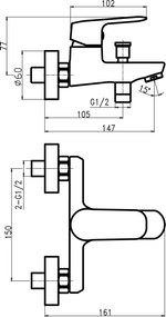 Novaservis Titania Cosmos, vanová baterie s ruční sprchovou sadou 150 mm, chromová, 90220-0