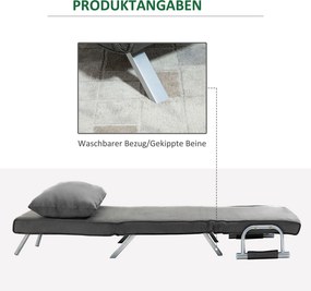 HOMCOM Rozkládací pohovka 2 v 1 s nastavitelným opěradlem 65L x 77W x 80H cm, snímatelný potah, polštáře, robustní a nerezavějící, polyester černá | …