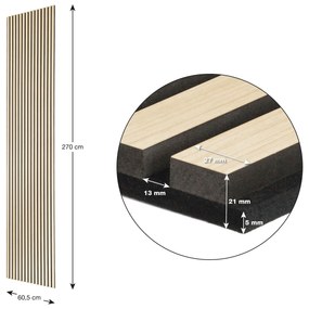 Akustický panel G21 270x60,5x2,1 cm, hikora