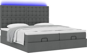 Osmanský rám postele s matrací tmavě šedá 160x200cm textil 3314577