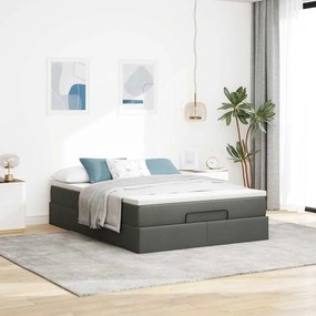 Osmanský rám postele s matrací tmavě šedá 140x190cm textil 3311107