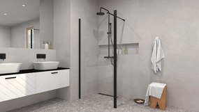 Besco Sprchový kout Walk-In ECO-N BLACK 90x195 (100x195, 110x195, 120x195) - bez vaničky Rozměry (cm): šířka: 90