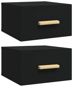 Nástěnné noční stolky 2 ks černé 35 x 35 x 20 cm - Default Title