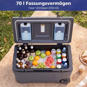 Costway Chladicí box 70 L Velký termobox z plastu s kolečky a madlem Izolovaný