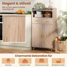 Costway Víceúčelová skříňka s dvojitými dvířky a 2 zásuvkami