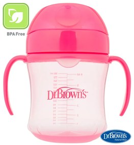 DR.BROWN'S Hrnek s měkkým pítkem 6m+ 180 ml, růžový