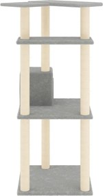 Škrabadlo pro kočky se sisalovými sloupky světle šedé 123 cm 171784