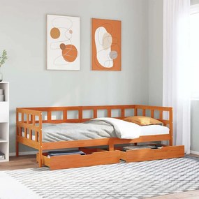 Válenda se zásuvkami bez matrace voskově hnědá 90x200 cm dřevo 3302089