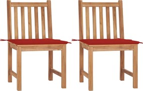 vidaXL Zahradní židle 2 ks s poduškami masivní teakové dřevo [3062924] Barva: Červená