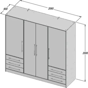 Šatní skříň Jupiter, 207 cm, pískový dub/bílá