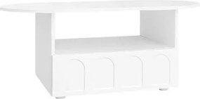 Aosom Obývací stůl 100x60 cm ve tvaru mraku se zásuvkou a odkládacím prostorem Push-to-Open mechanismus Bílý