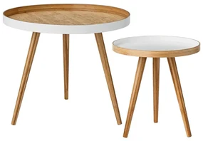 Bambusové kulaté odkládací stolky v sadě 2 ks ø 60 cm Cappuccino – Bloomingville