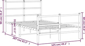 vidaXL Kovový rám postele s hlavovým a nožním čelem 120 x 200 cm [355381] Barva: Bílá