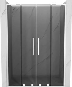 Mexen Velar L Duo, posuvné sprchové dveře do otvoru 150 cm, 8mm šedé sklo, bílá matná, 871-150-003-42-20