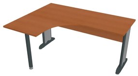 Stůl ergo oblouk pravý 160×120/60 cm - Hobis Cross CE 60 P Dekor stolové desky: třešeň, Dekor lamino podnože: třešeň, Barva nohou: černá