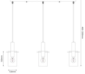 Lustr na lanku ARCADIA 3xE27/60W/230V zlatá/kouřová